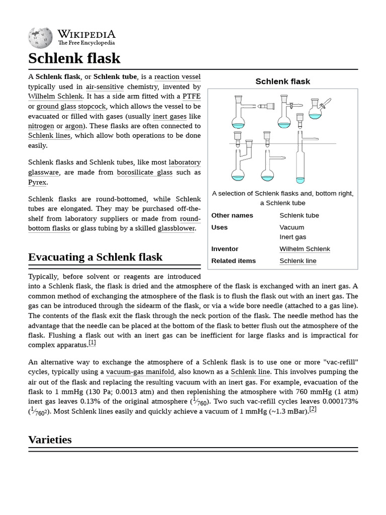 Schlenk Flask: Uses and Varieties | PDF | Transparent Materials | Gases