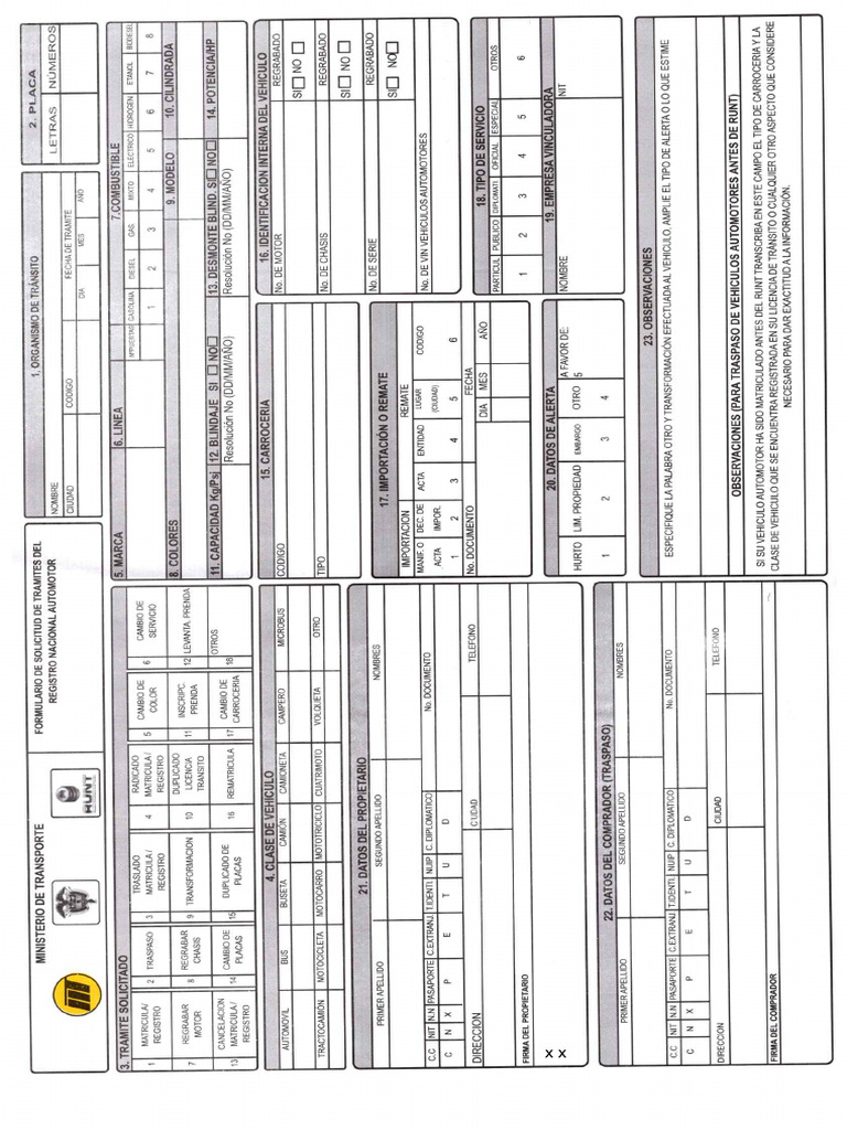 Formulario Transito | PDF