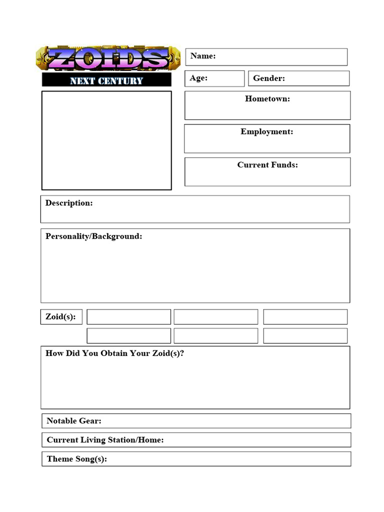 Zoid Character Profile Template | PDF