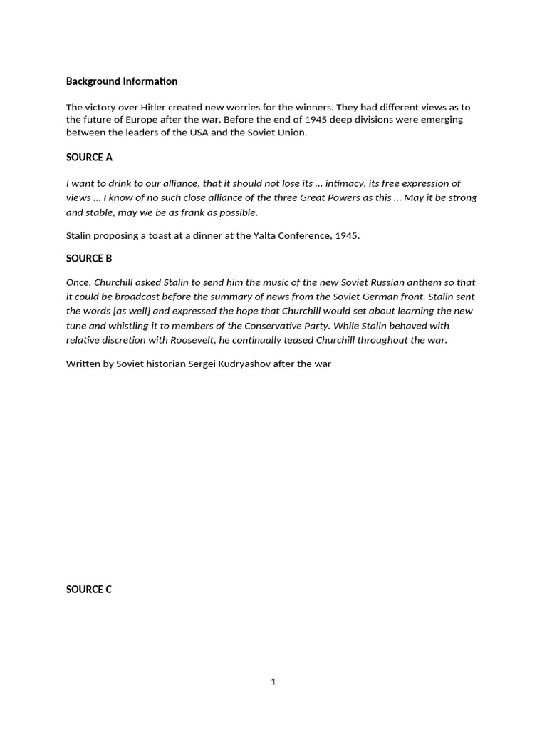 2020 Form 4 History Cold War Tensions Examination Paper 11 Caie May ...