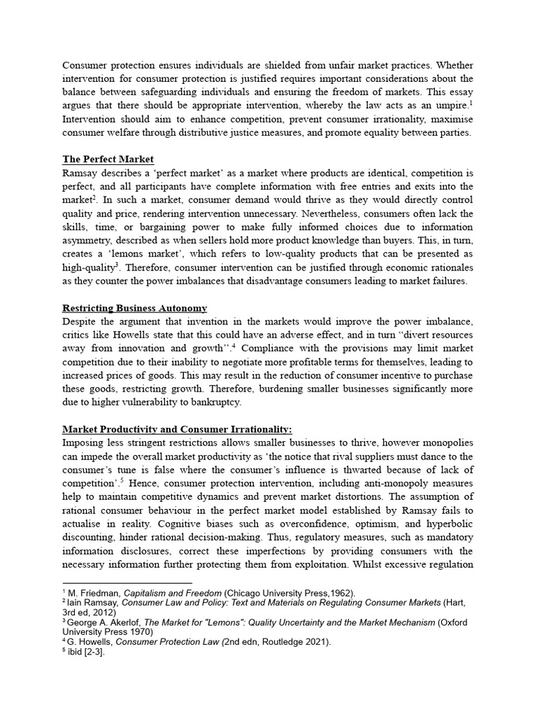 Consumer Law AS1 | PDF | Market (Economics) | Perfect Competition