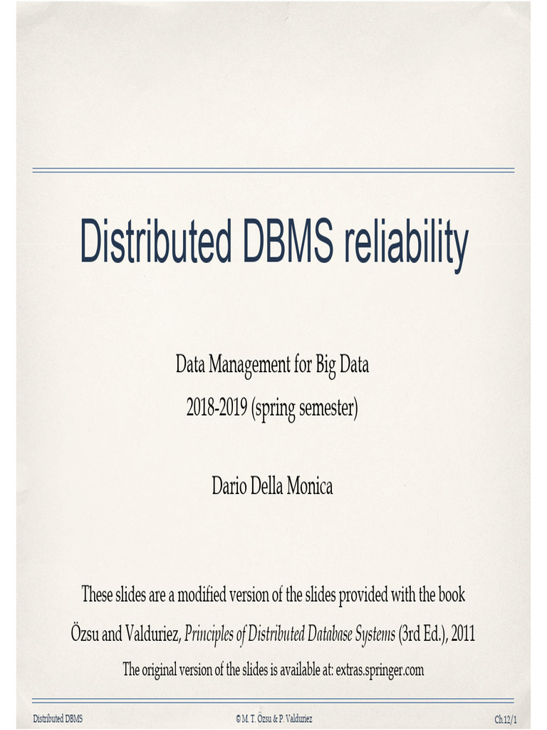 2h Reliability Ozsu Ch12 | PDF | Databases | Database Transaction