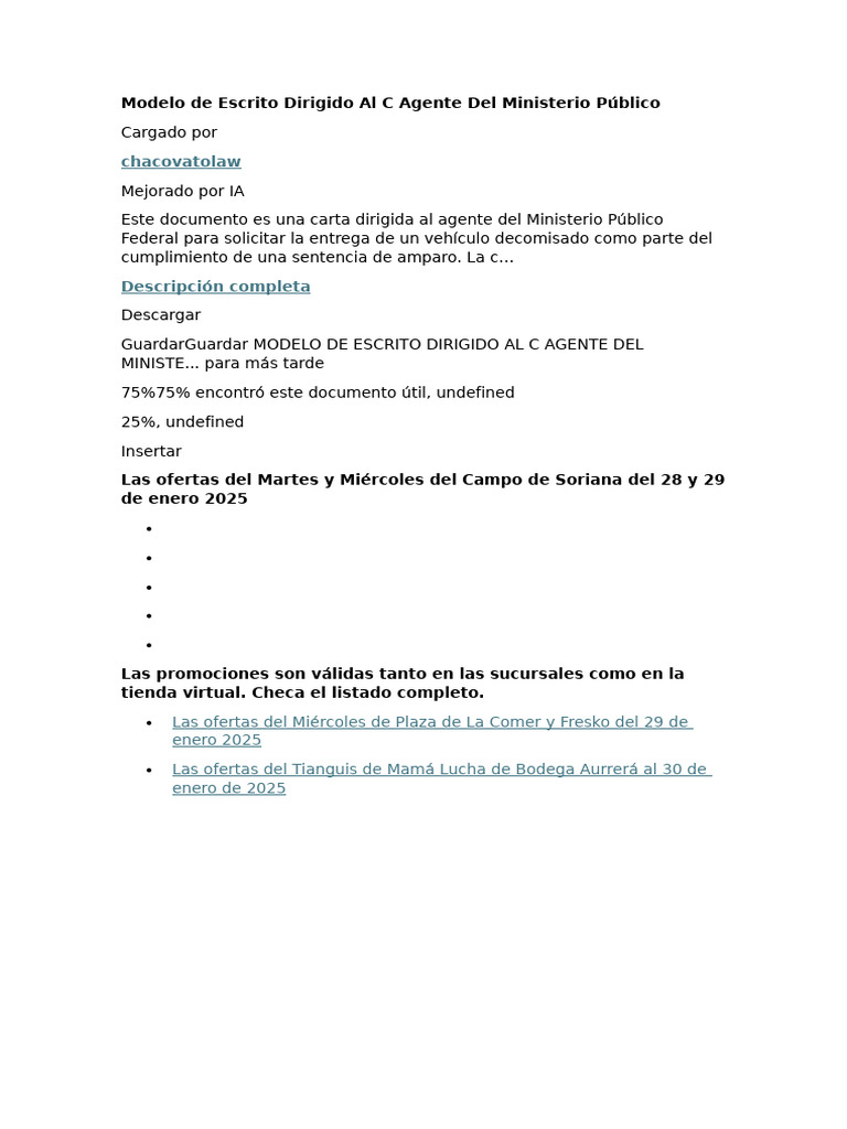Chacovatolaw: Modelo de Escrito Dirigido Al C Agente Del Ministerio ...