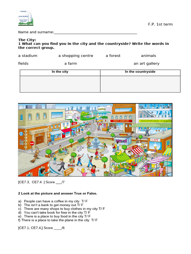 City and Countryside Vocabulary Quiz | PDF | Thanksgiving Dinner | Foods