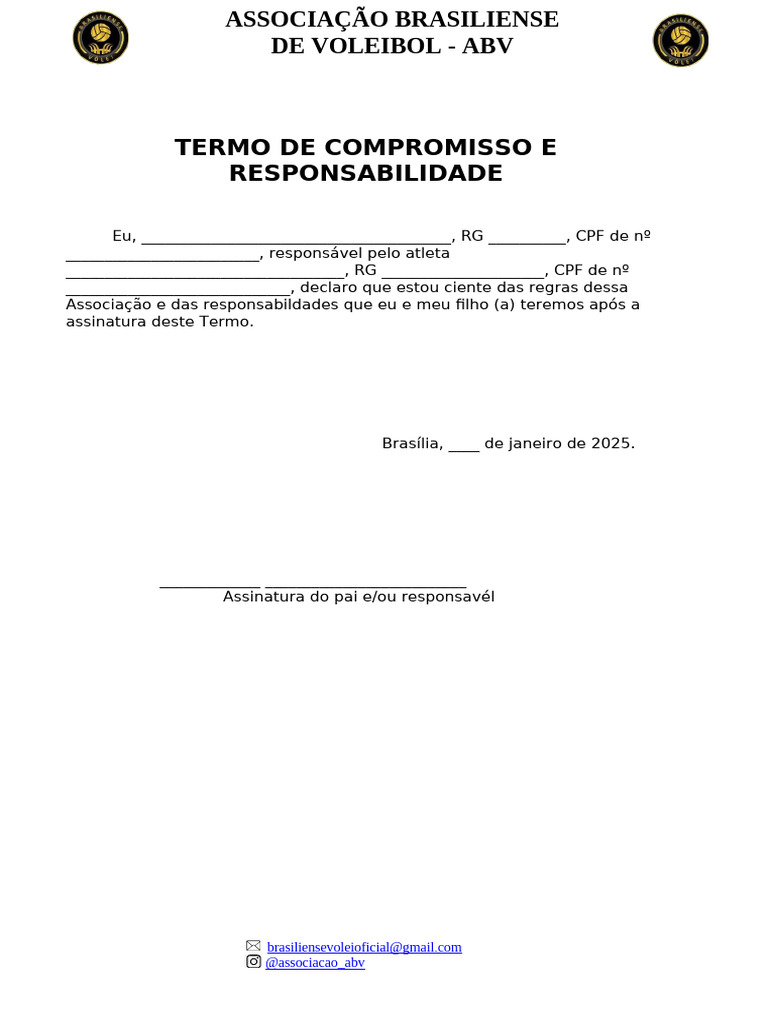 Termo de Compromisso e Responsabilidade | PDF