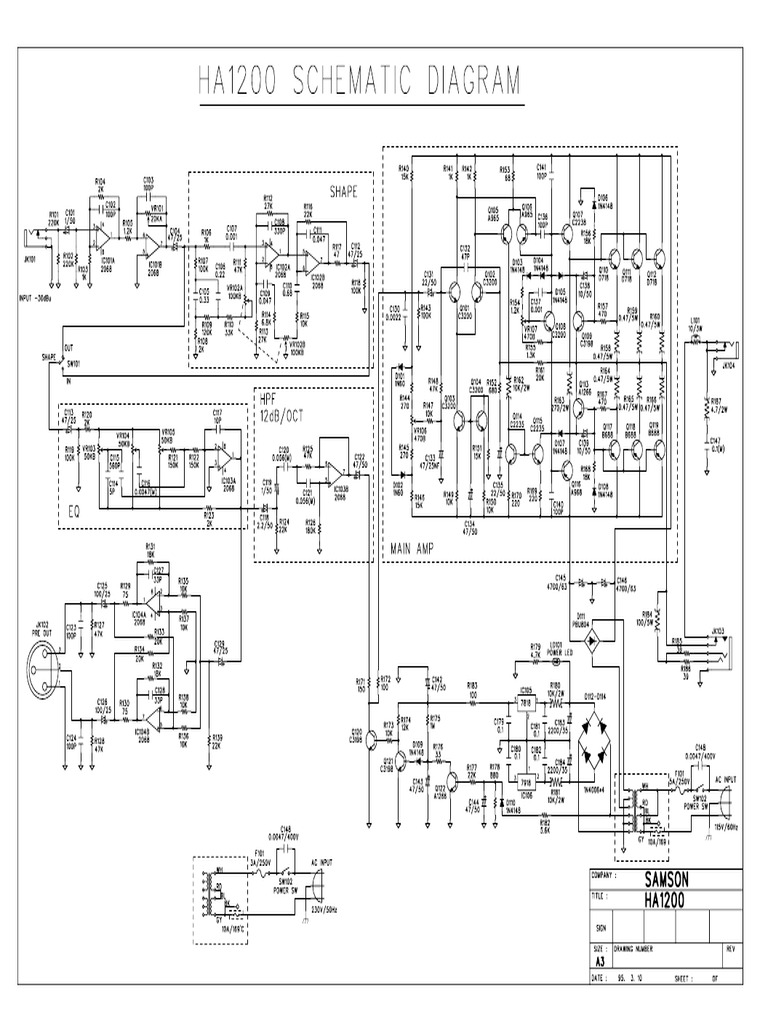 Hartke HA1200 (Kickback 12) Schematic | PDF