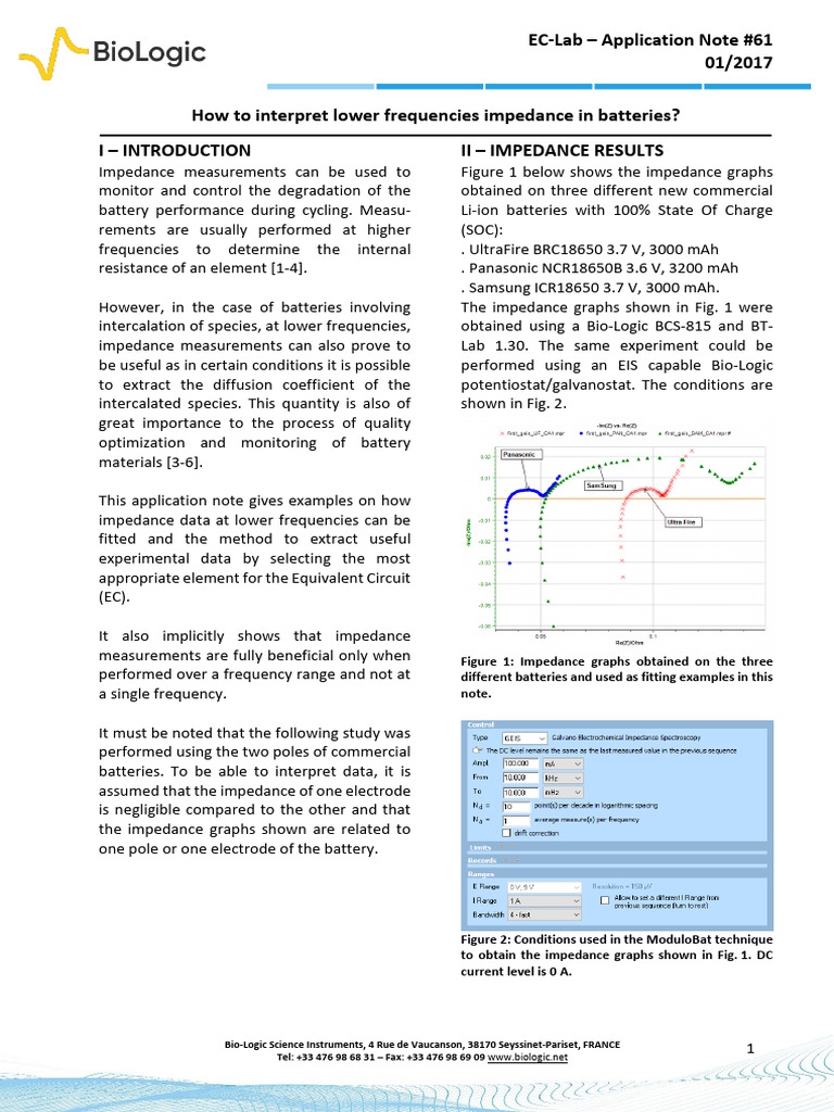 eis-low-frequencies-diffusion_battery-an61 | PDF | Electrical Impedance ...
