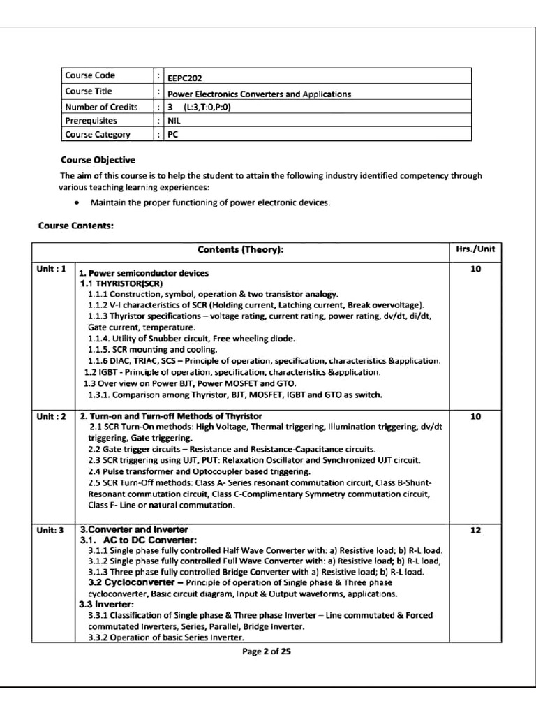 syllabus | PDF | Power Inverter | Electric Motor
