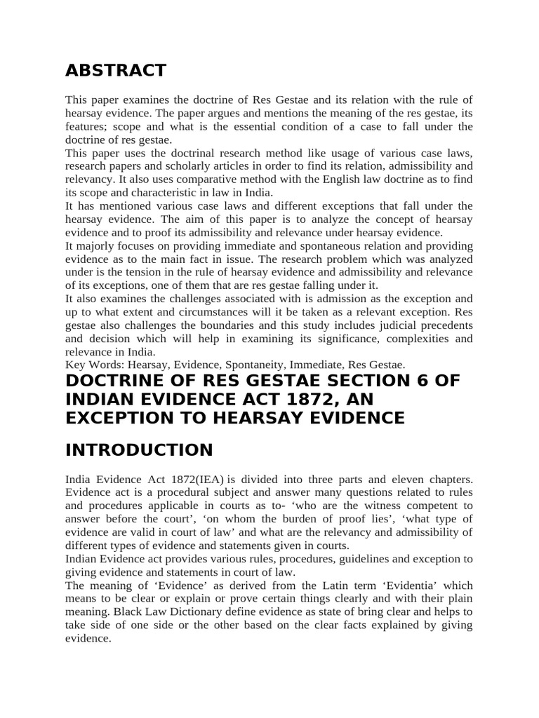 ABSTRACT | PDF | Hearsay | Evidence (Law)