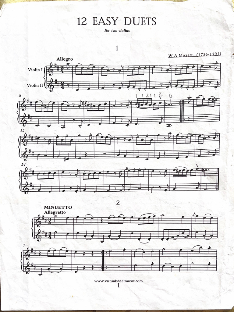Mozart Easy Duet | PDF