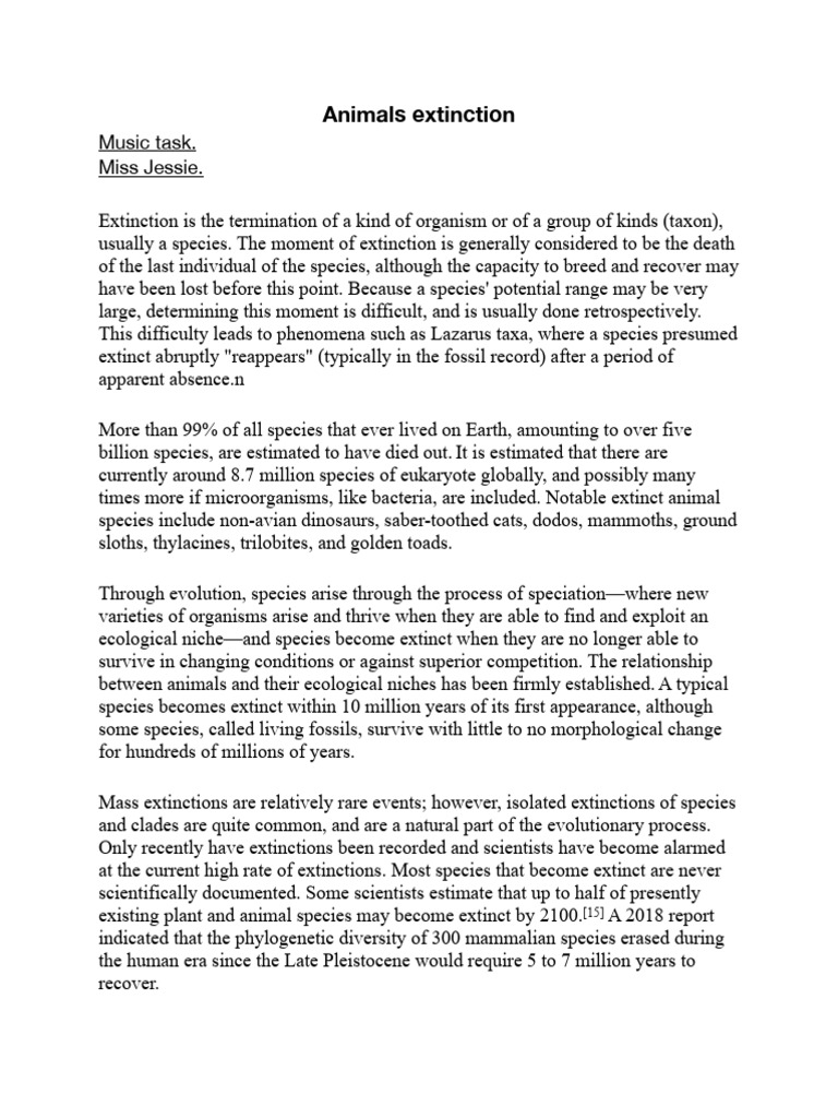 Music Task | PDF | Extinction | Species