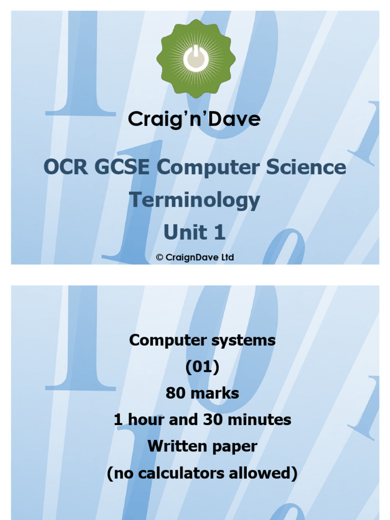 OCR GCSE Revision cards v2.1 Unit 1 | PDF | Computer Network | Computer ...