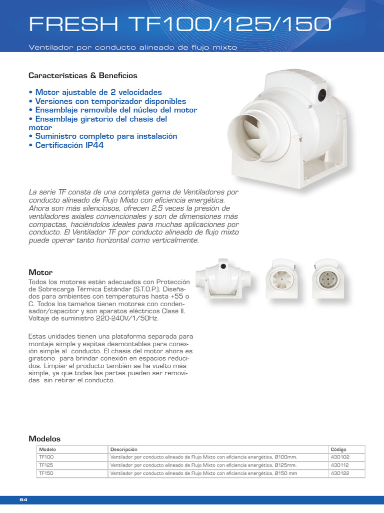 Ventilador Flujo Mixto FRESH TF: Eficiencia y Versatilidad | PDF | Uso ...