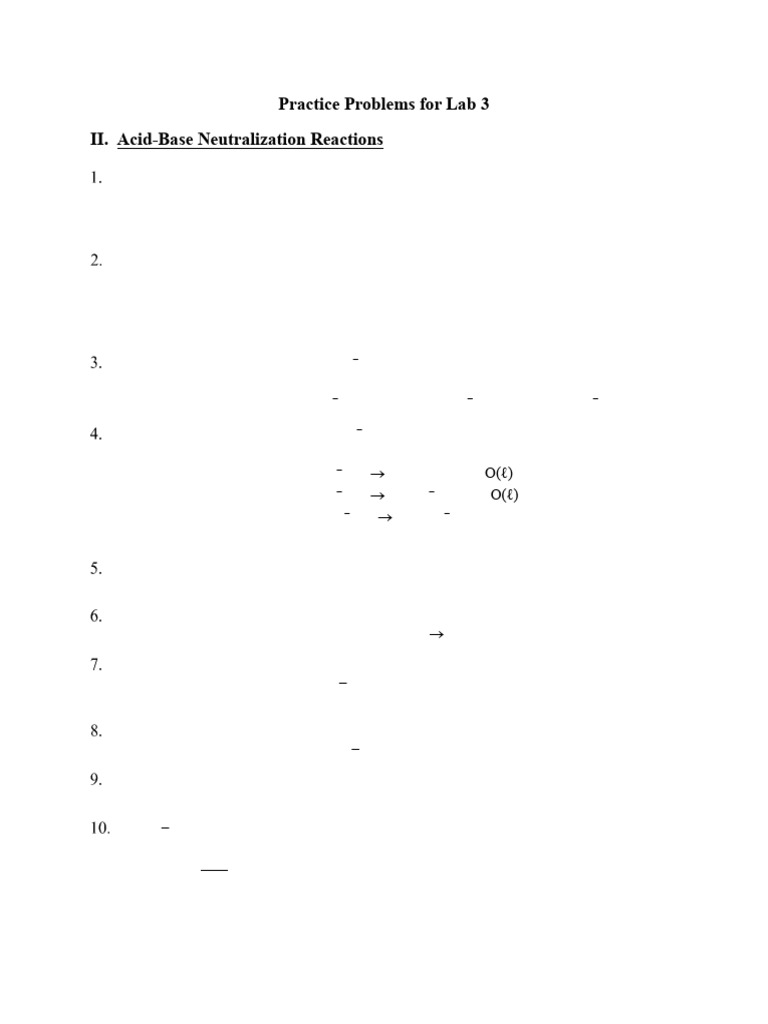Acid-Base Neutralization Practice | PDF | Acid | Acetic Acid