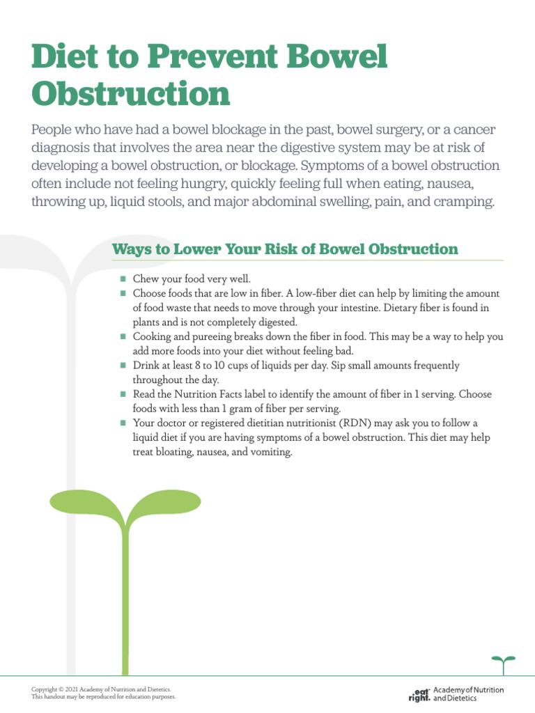 06 - Diet To Prevent Bowel Obstruction | PDF | Dietary Fiber | Diet ...