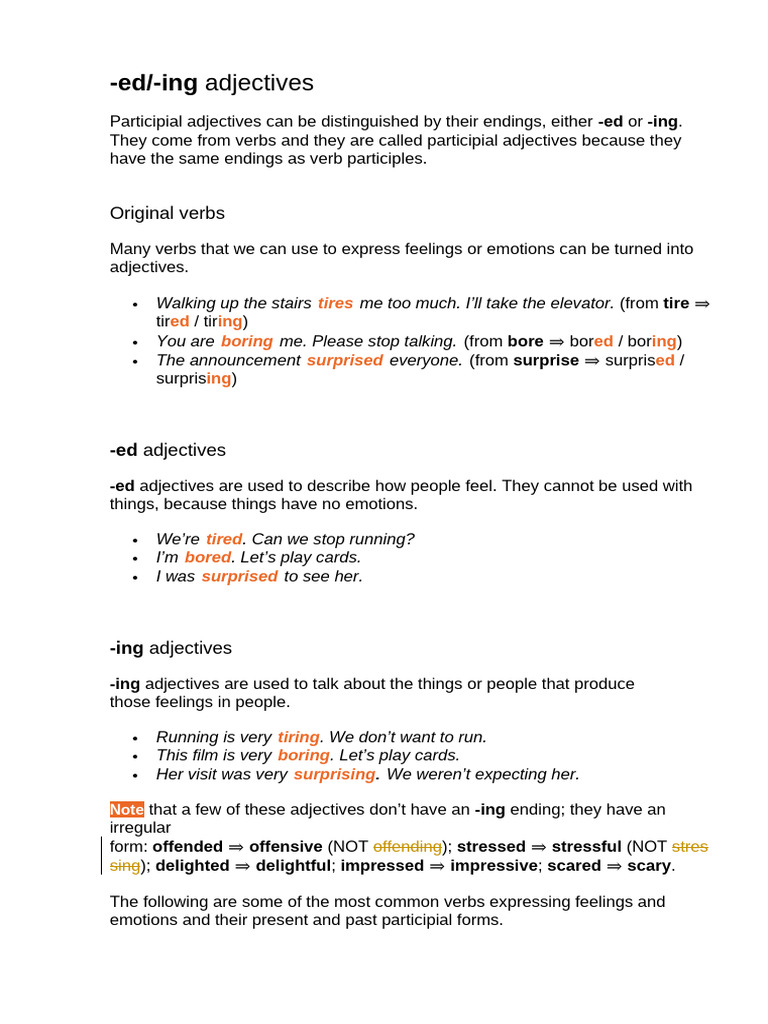 Adjectives - Ed and - Ing | PDF
