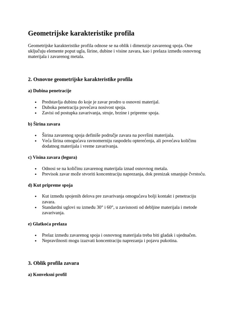 Geometrijske Karakteristike Profila | PDF