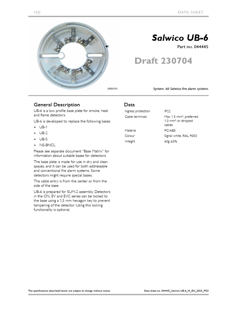 Salwico UB-6 - M - EN - 2023 - PG3 | PDF