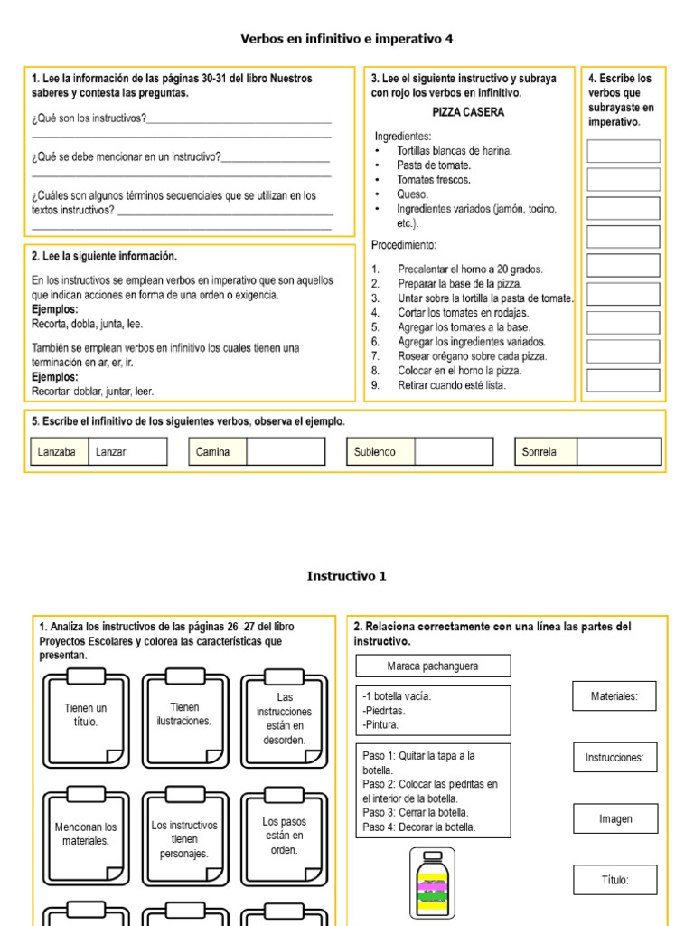 Verbos en Infinitivo e Imperativo | PDF