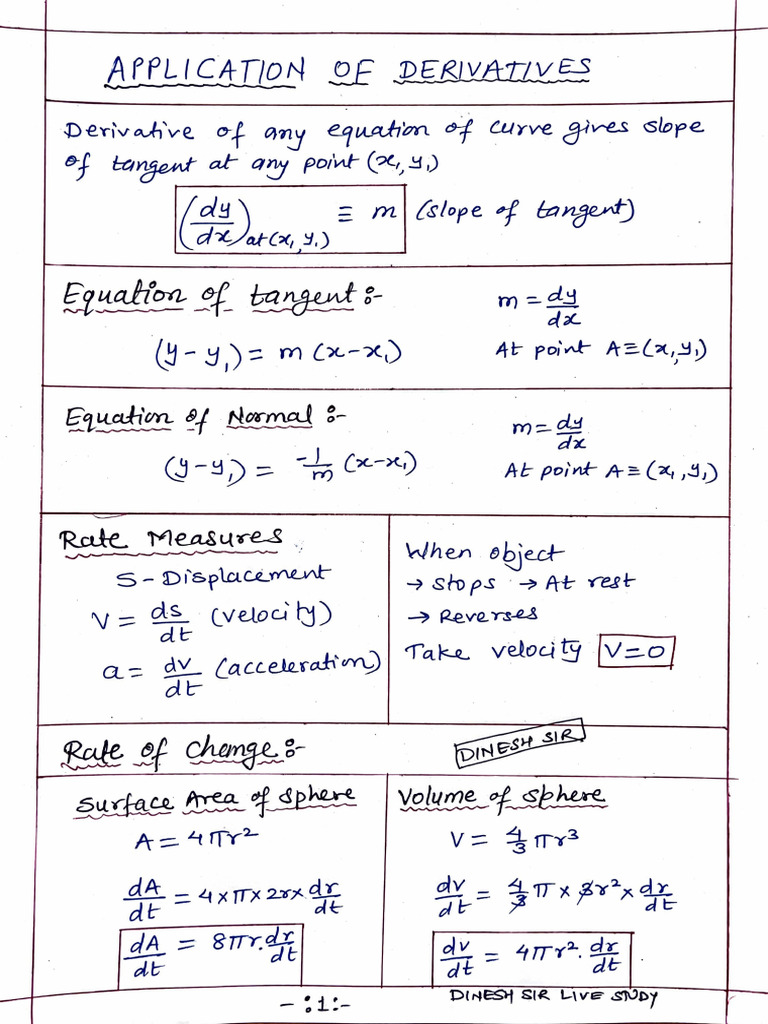 Application of Derivatives Formulas - 14862914 | PDF