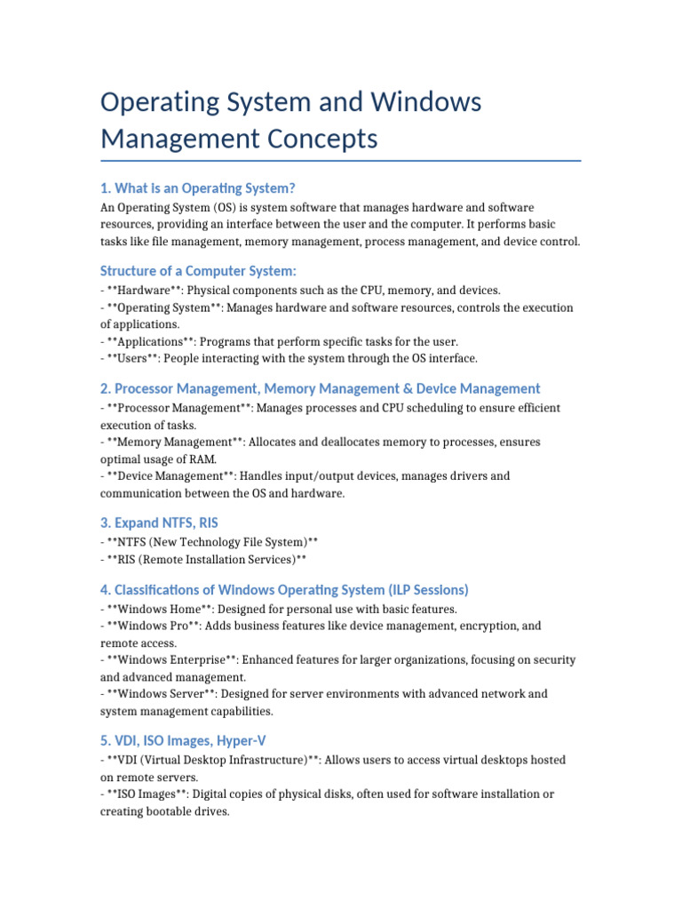Windows Operating System Management Guide | PDF | Operating System ...