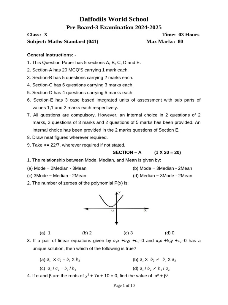 Class-X Maths (Standard-041) QP | PDF | Mathematical Concepts | Mathematical Objects