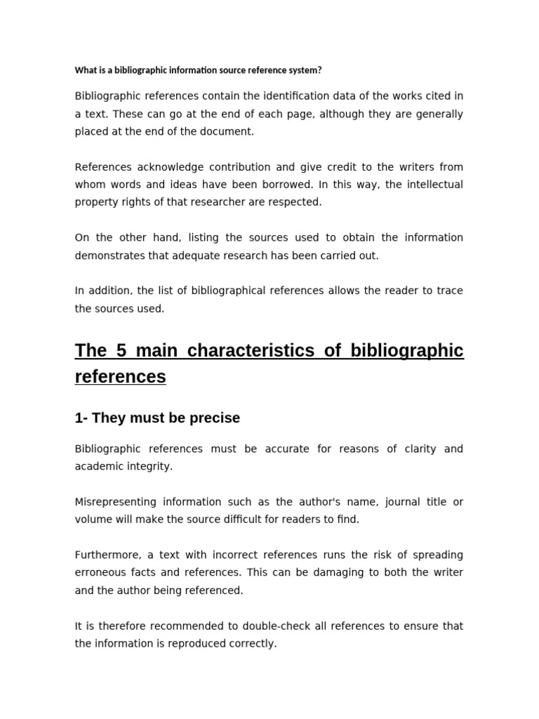 What Is A Reference System For Bibliographic Information Sources? | PDF ...