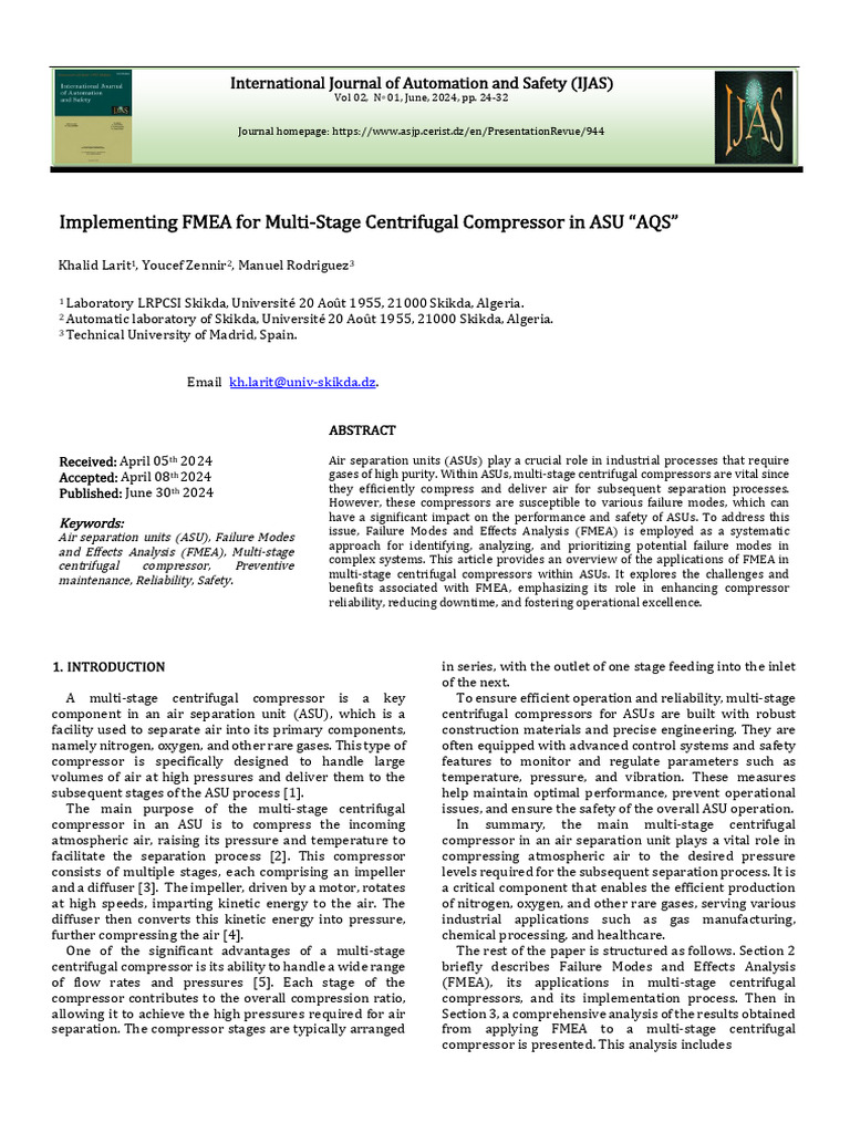 FMEA For Multi Stage Centrifugal Compressor 1728723625 | PDF | Duct ...