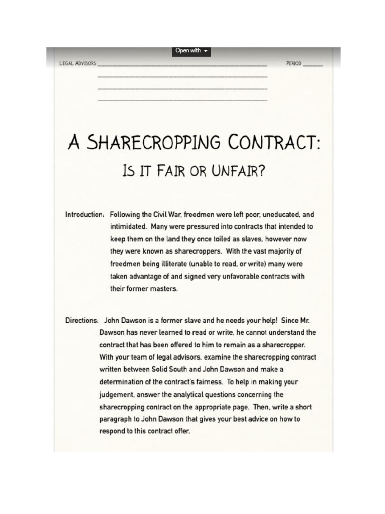 Sharecropping Pg. 1 | PDF