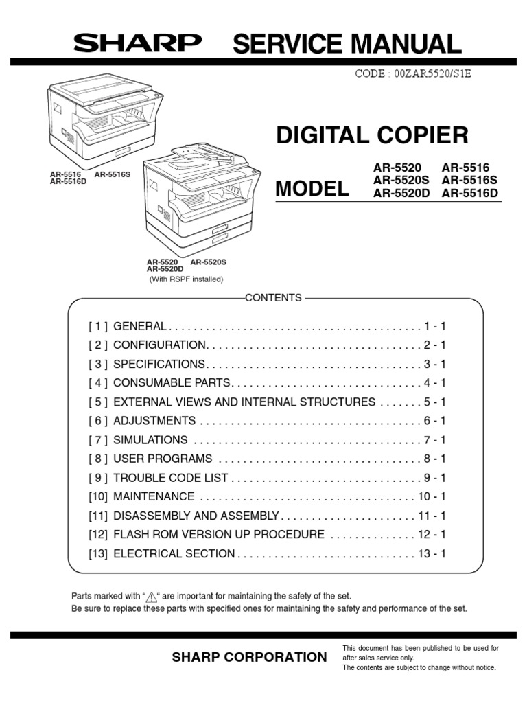 Sharp Ar-5520 Ar-5516 Ar-5520s Ar-5520d Ar-5516s Ar-5516d SM | PDF | Image Scanner | Microsoft ...
