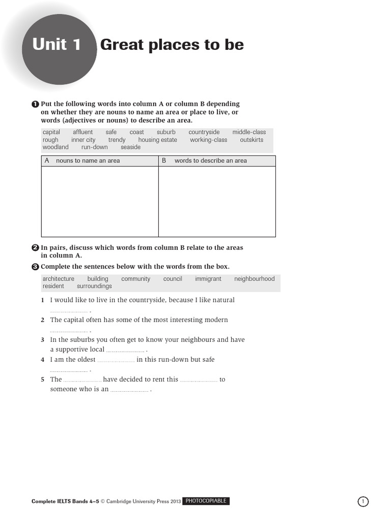 Complete IELTS Bands 4-5 WS U1 | PDF