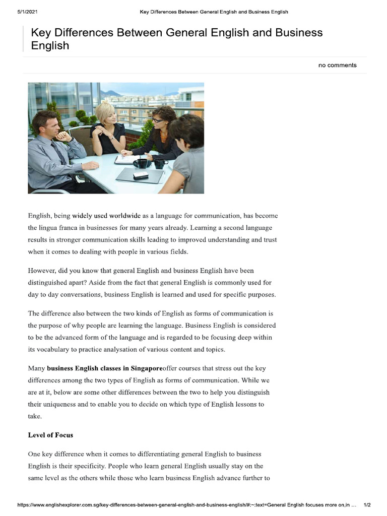 Business Engilsh Vs General English | PDF
