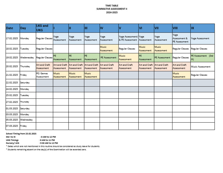 88344057time Table For Term II 2024-2025.PDF, Time Table For Term II ...