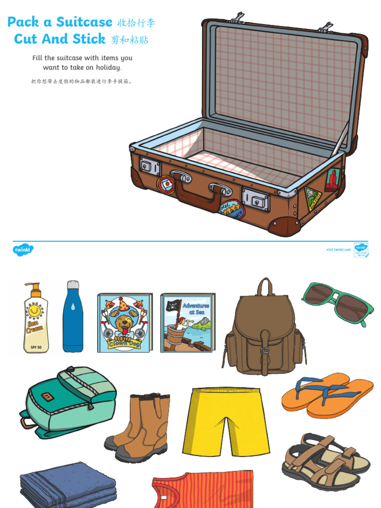 Ma t t 8706 Pack a Suitcase Cut and Stick Activity English Mandarin ...