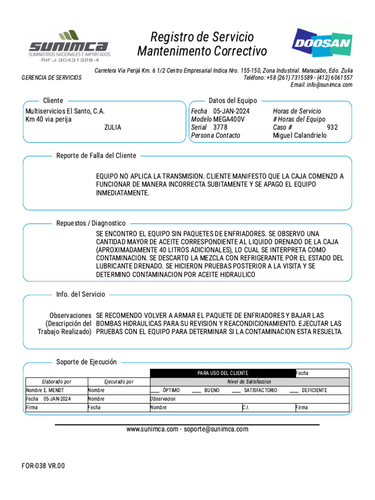Reporte M400 El Santo | PDF