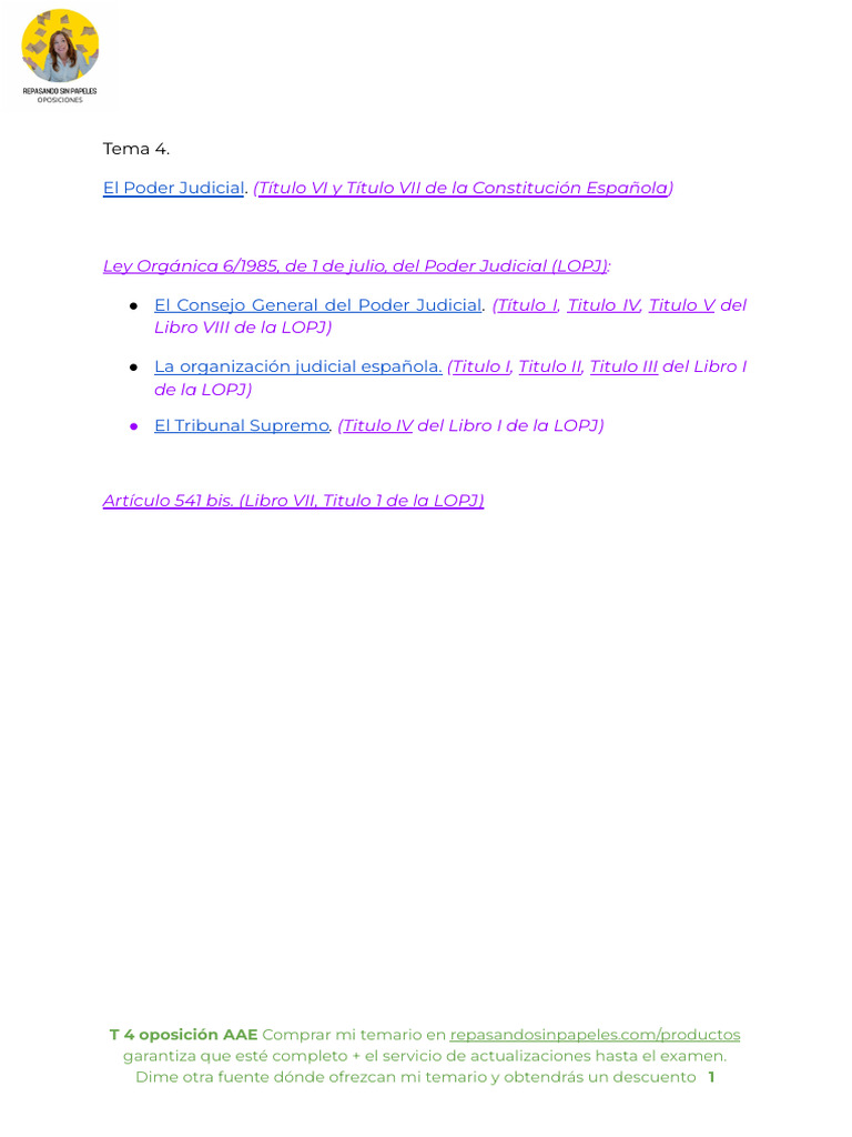 Tema 4 Bloque 1 Oposiciones AAE 2024.4 de Repasando Sin Papeles ...