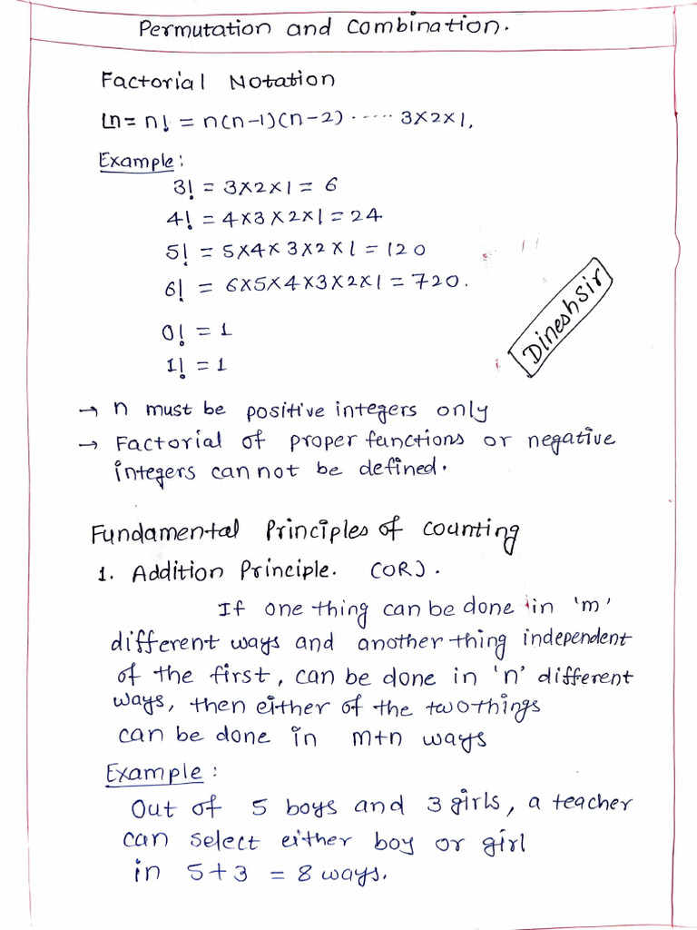 Permutations and Combination Formula - 16973553 | PDF