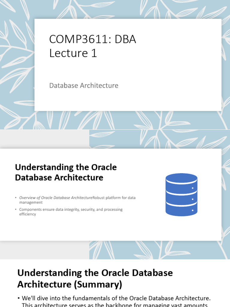 Lecture 1 Slides | PDF | Databases | Pl/Sql Lecture 1 Slides | PDF | Databases | Pl/Sql