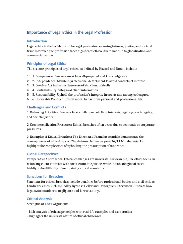 Legal Ethics: Principles and Challenges | PDF | Integrity | Justice