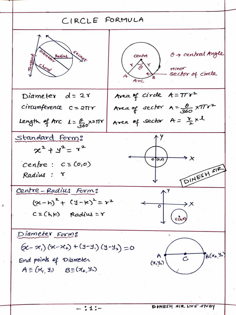 Circle Equation and Properties Guide | PDF