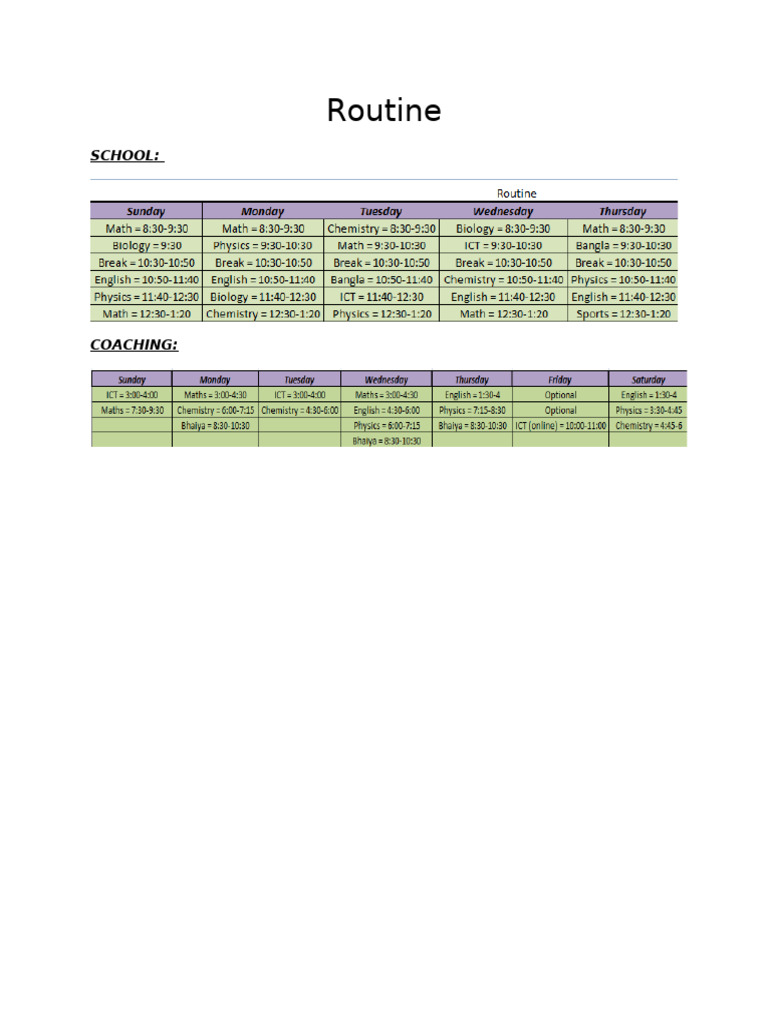 Routine | PDF