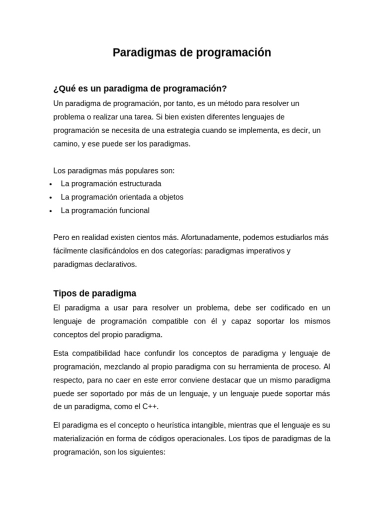 ¿Qué Es Un Paradigma de Programación? | PDF | Objeto (informática ...