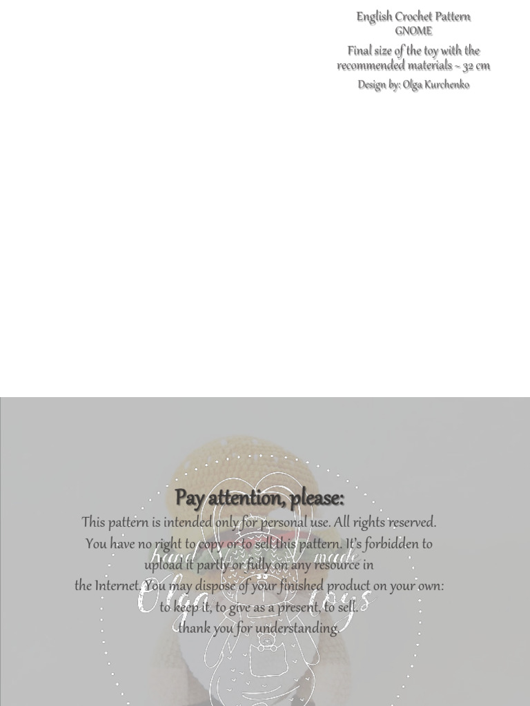 Olga Kurchenko Hamburger Gnome | PDF | Crochet | Folk Art