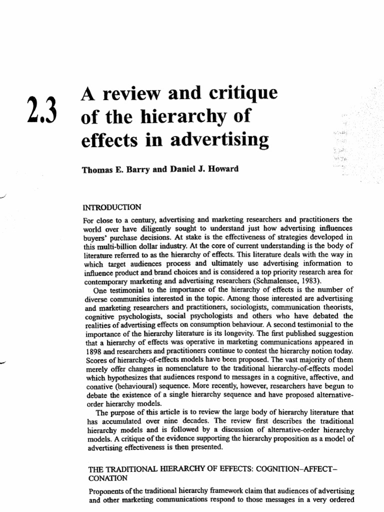 Critique of The Hierarchy of Effects | PDF | Affect (Psychology ...