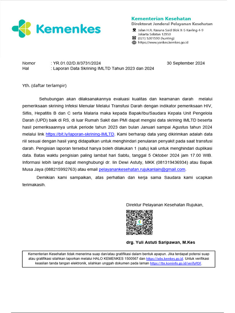 Laporan Skrining IMLTD 2023-2024 | PDF