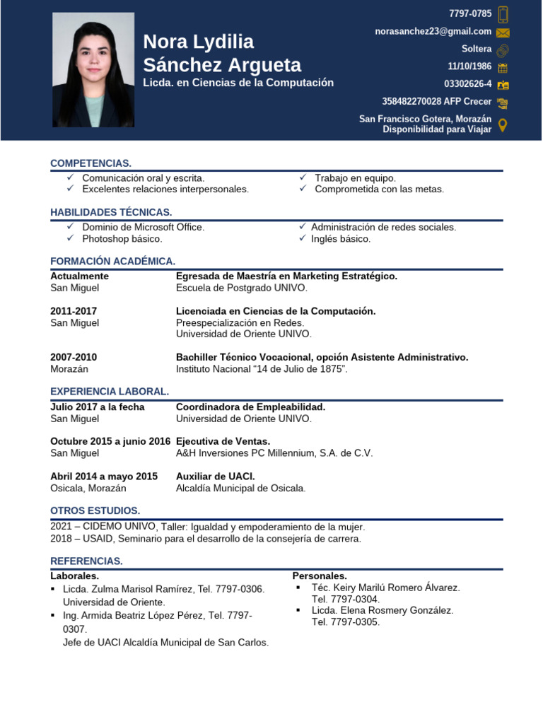 Nora Sánchez CV | PDF