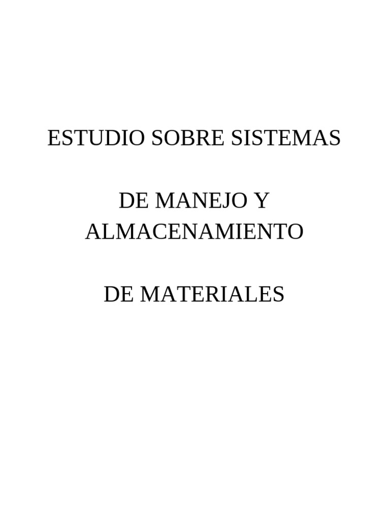 Manejo de Materiales y Sistema de Almacenamiento de Materiales | PDF | Almacén | Datos
