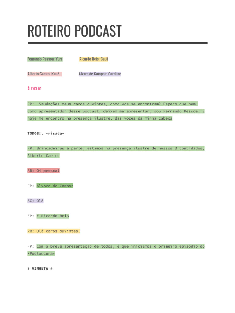 3A - G07 - Fernando Pessoa - Roteiro Podcast | PDF | Poesia