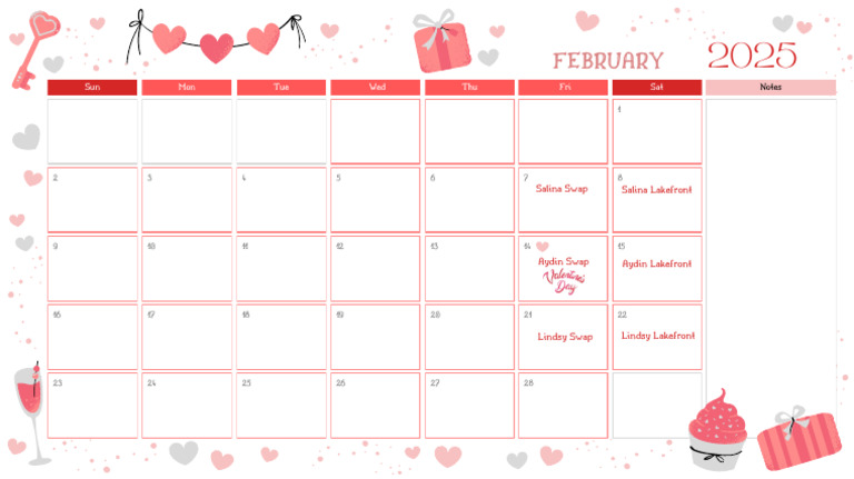 Pink Grey Festive Illustrated Valentine's Day Decor February 2025 ...