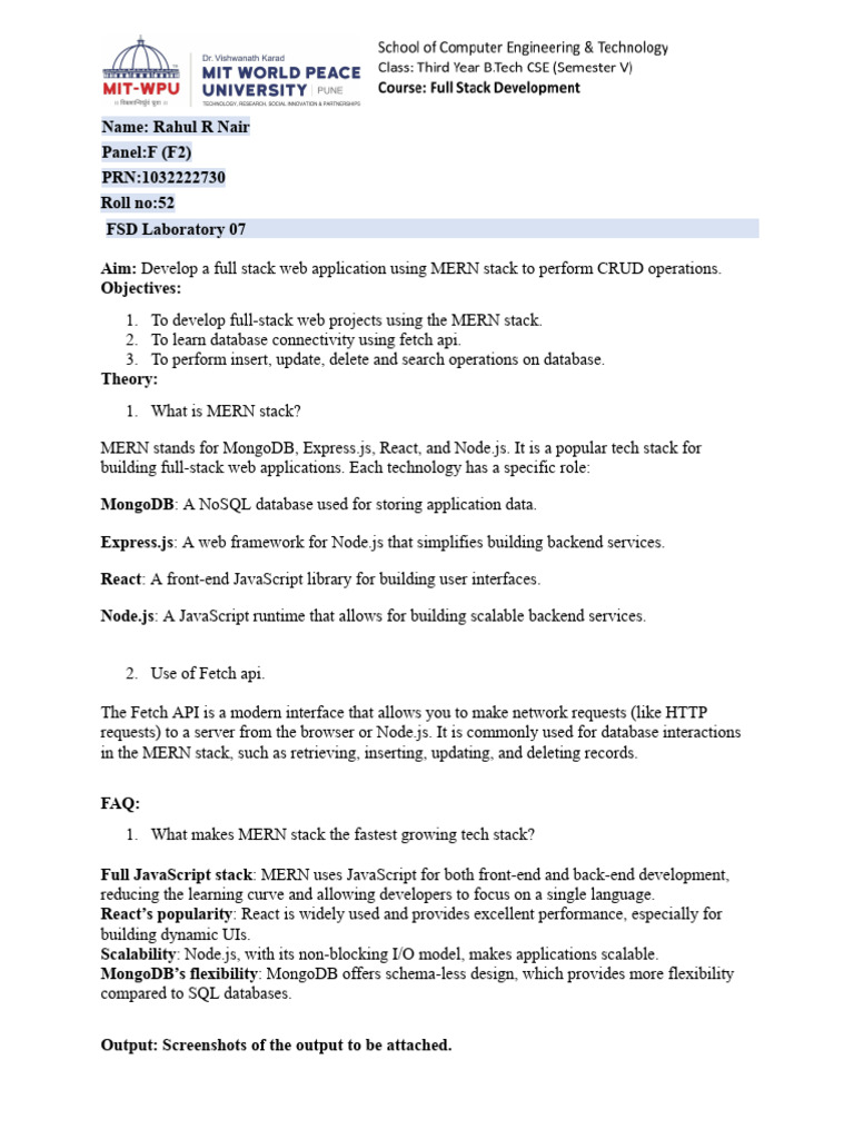 FSD LAB07 | PDF | Databases | Ajax (Programming) FSD LAB07 | PDF | Databases | Ajax (Programming)